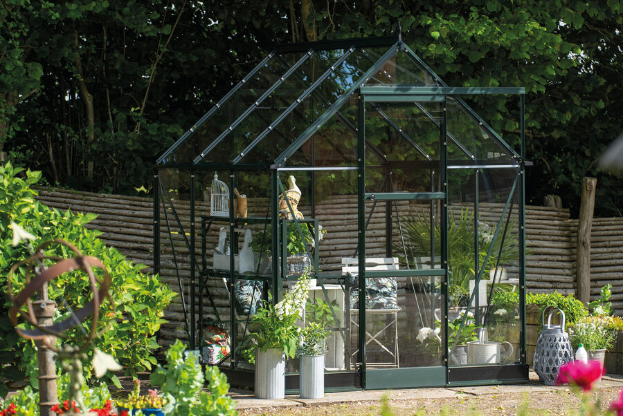 6x6 Halls ICON 6 Green Greenhouse - 3mm Toughened Glass