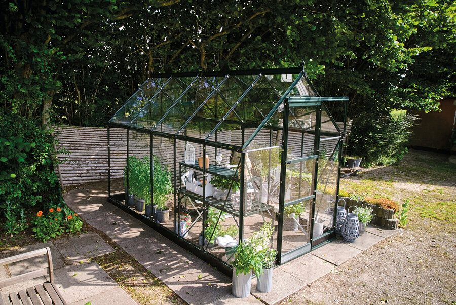 6x10 Halls ICON 6 Green Greenhouse - 3mm Toughened Glass